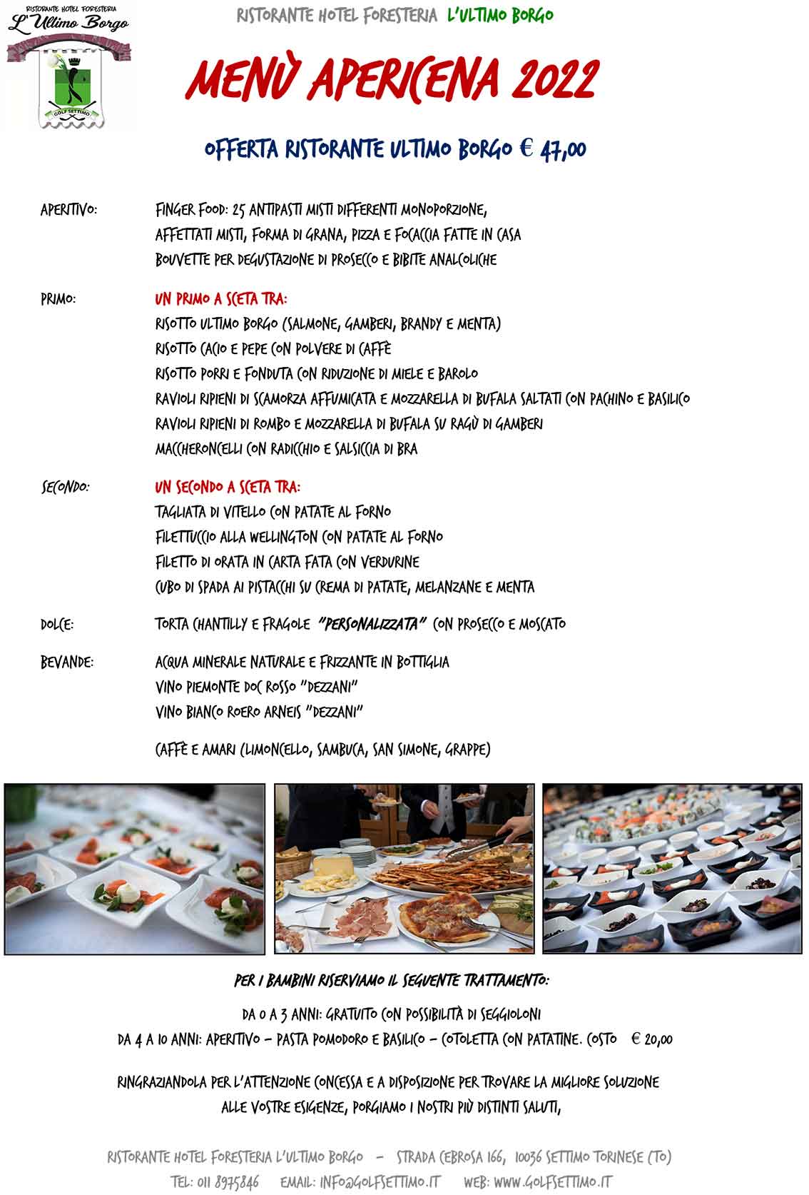 Menu - Ultimo Borgo - Golf Settimo Torinese